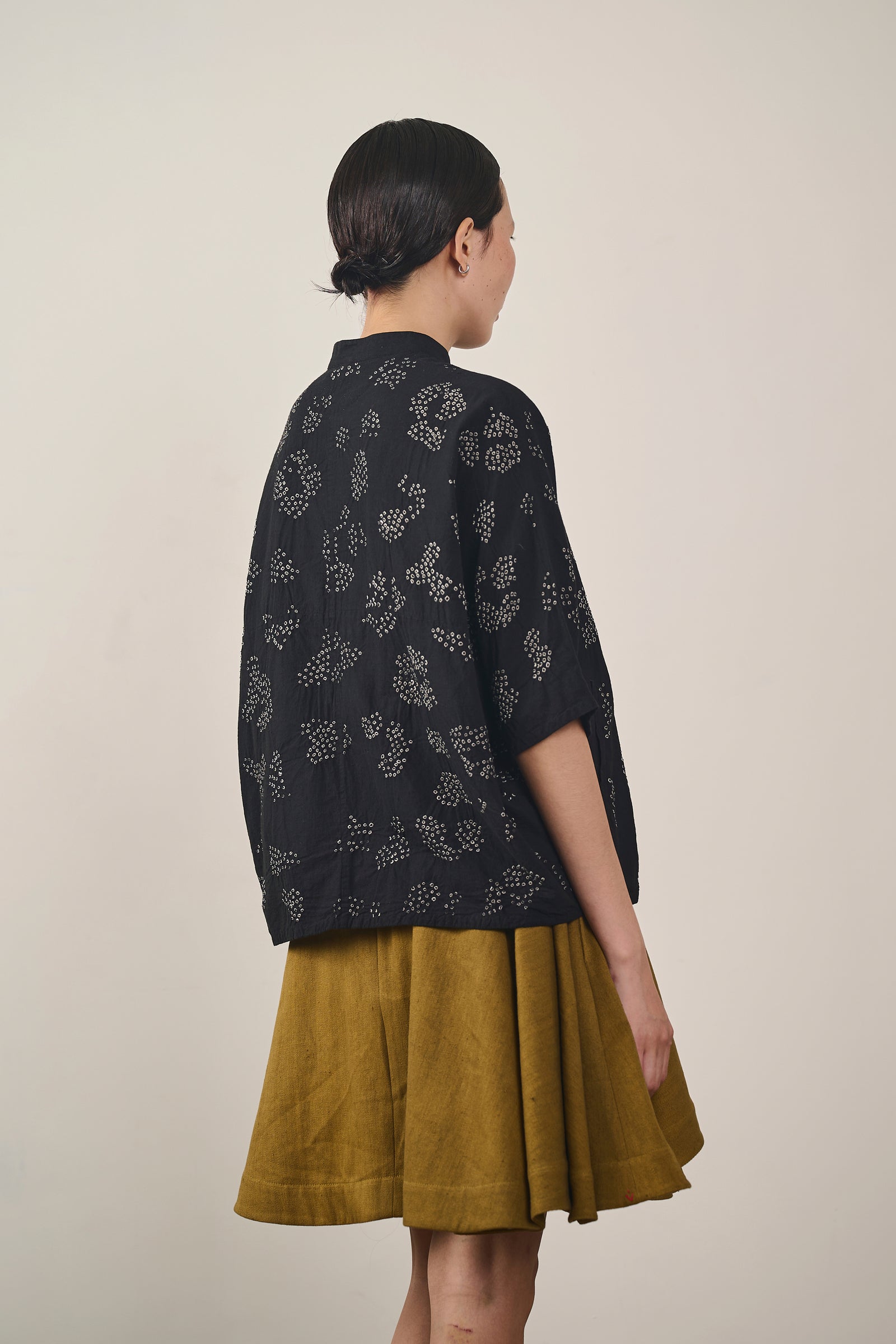 Black Fine Cotton Bandhani Shirt