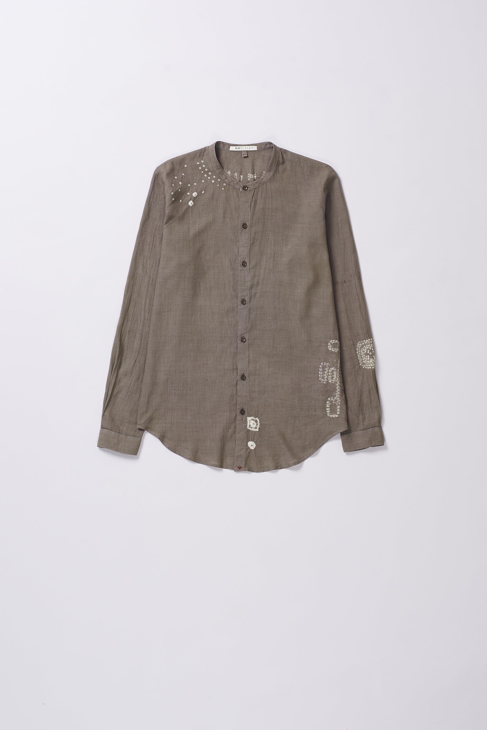 Ash Grey Shibori Band Collar Shirt | 11.11